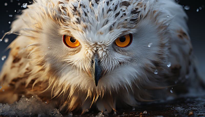 A Majestic Eagle Owl Staring, Its Sharp Eyes Piercing the Night ...