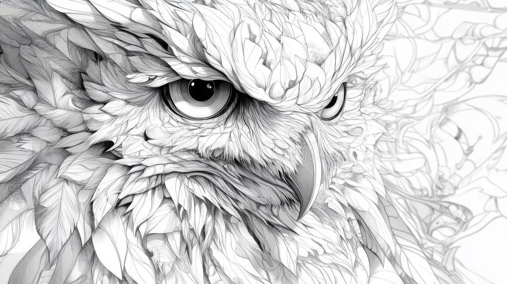 Majestic Eagle Portrait in Monochrome Stippling Stock Illustration ...