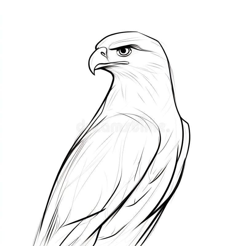 Majestic Eagle Profile Sketch Black and White Bird Line Art ...