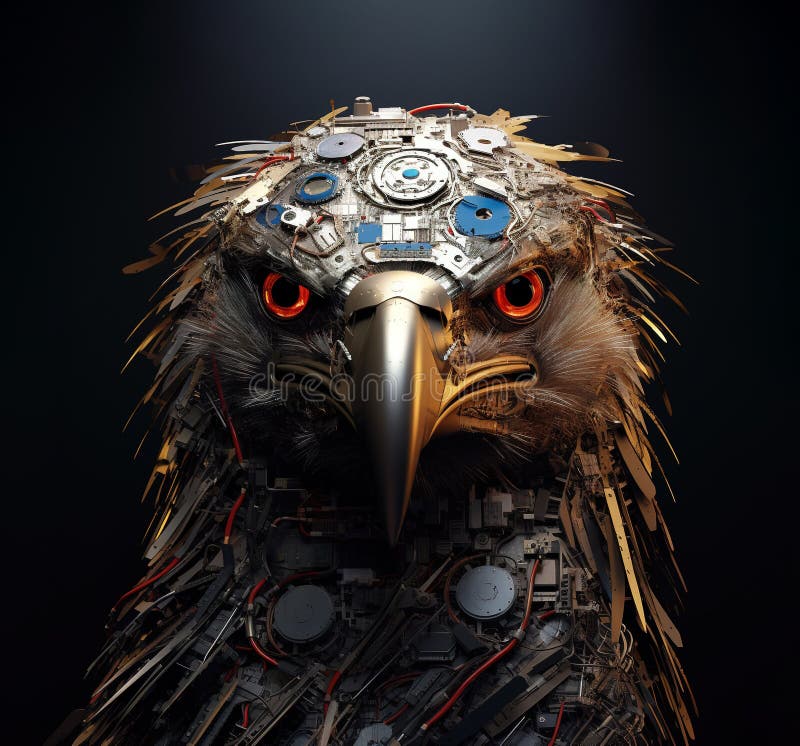 A Majestic Eagle S Head, Intricately Crafted from Computer Circuit Boards and Electronic ...