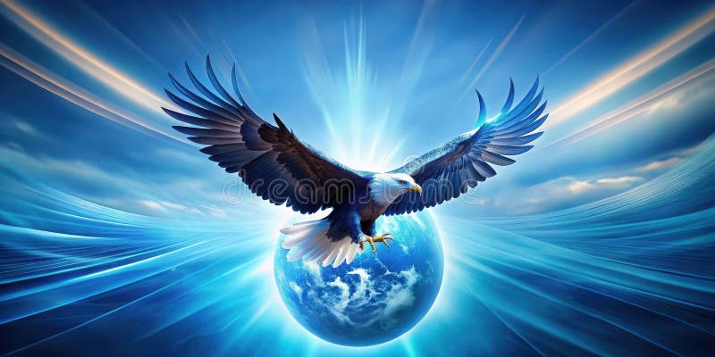 Majestic Eagle Soaring Above a Vibrant Earth Globe. Generative AI Stock ...