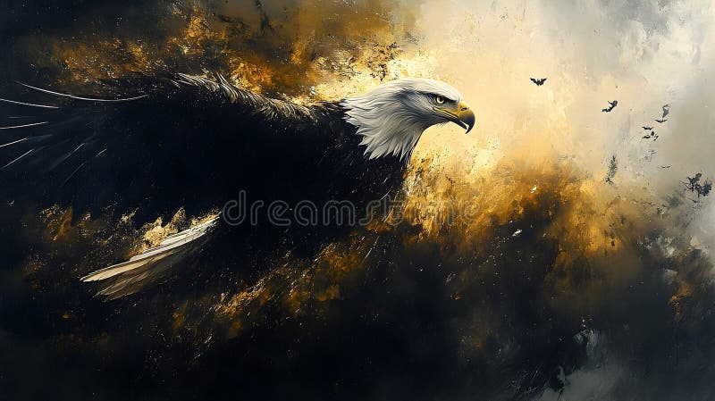 Majestic Eagle Soaring Amidst a Dramatic Sky Stock Illustration - Illustration of majestic ...