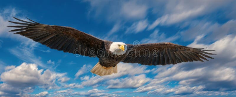 The Majestic Eagle Soaring through the Blue Sky with Outstretched Wings ...