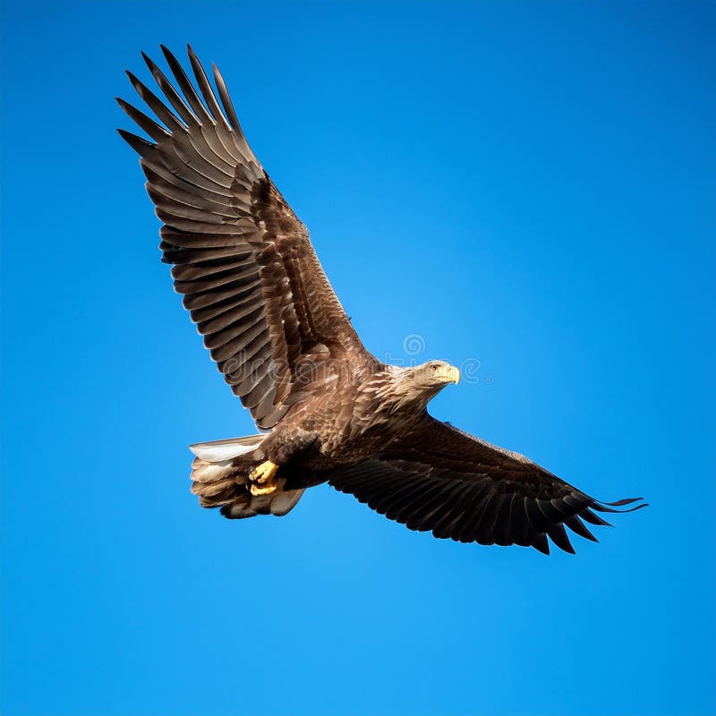 A Majestic Eagle Soaring in a Clear Blue Sky Stock Illustration ...