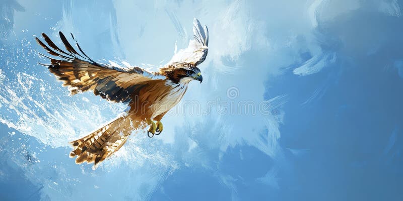 Majestic Eagle Soaring through Clear Blue Sky Stock Illustration ...