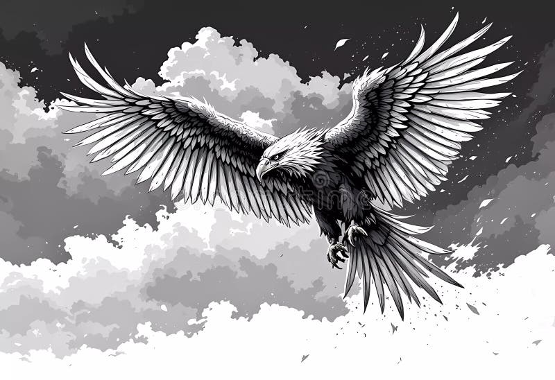 Majestic Eagle Soaring through a Dramatic Sky Filled with Swirling Clouds. Generative AI Stock ...