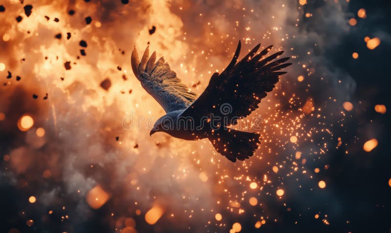 Eagle on Smoke Background, Eagle Fantasy Art Background Stock Image ...