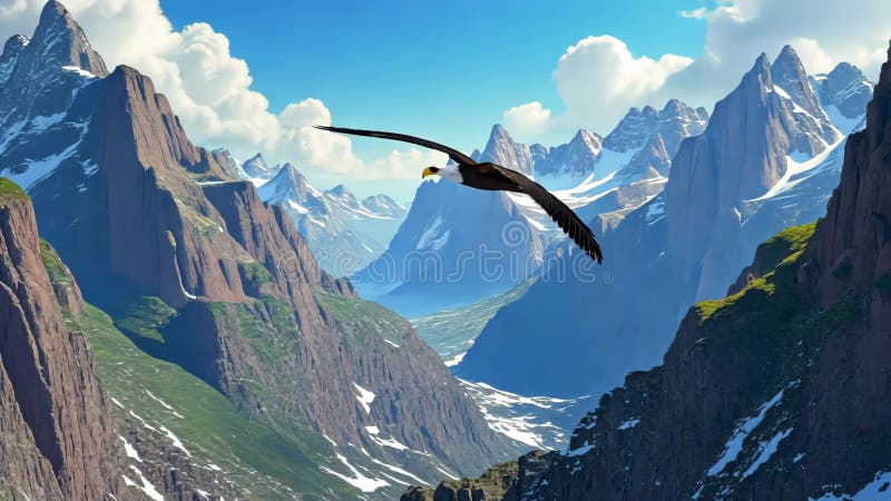 Majestic Eagle Soaring Over Breathtaking Mountain Range Stock Footage - Video of natures ...