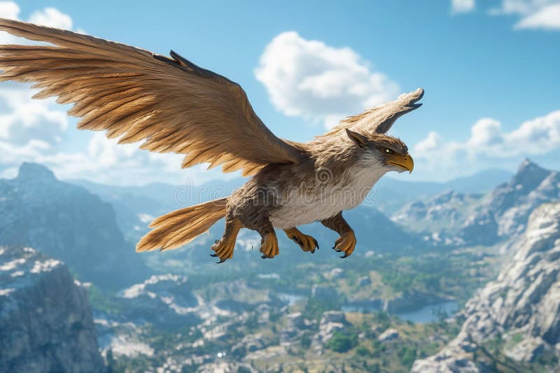 Majestic Eagle Soaring Over a Dramatic Landscape with Mountains and ...