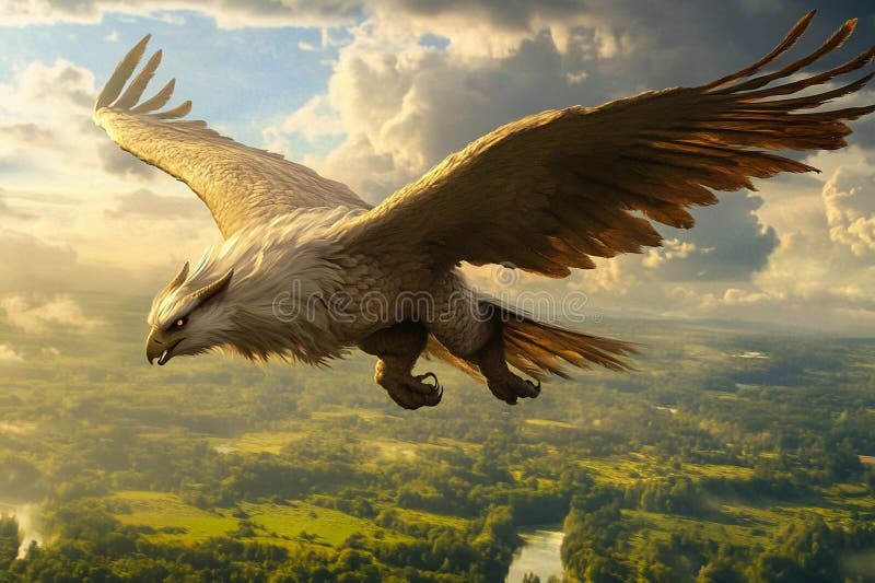 Majestic Eagle Soaring Over a Dramatic Landscape with Mountains and ...