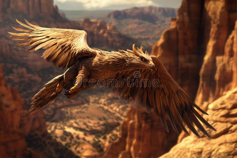 Majestic Eagle Soaring Over a Dramatic Landscape with Mountains and ...