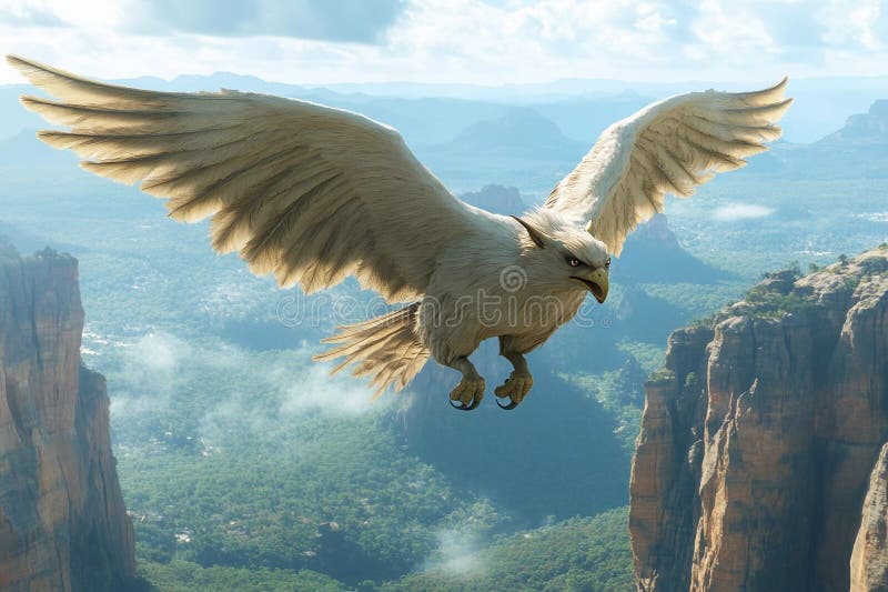 Majestic Eagle Soaring Over a Dramatic Landscape with Mountains and ...