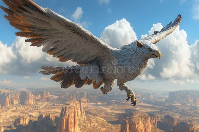 Majestic Eagle Soaring Over a Dramatic Landscape with Mountains and Clouds Stock Photo - Image ...