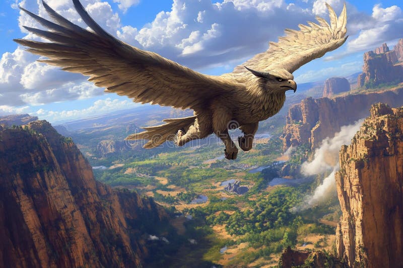 Majestic Eagle Soaring Over a Dramatic Landscape with Mountains and ...