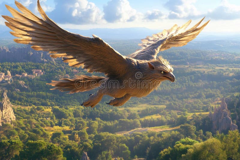Majestic Eagle Soaring Over a Dramatic Landscape with Mountains and ...