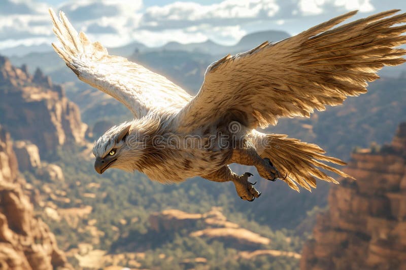 Majestic Eagle Soaring Over a Dramatic Landscape with Mountains and Clouds Stock Image - Image ...