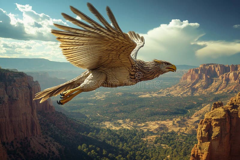 Majestic Eagle Soaring Over a Dramatic Landscape with Mountains and ...