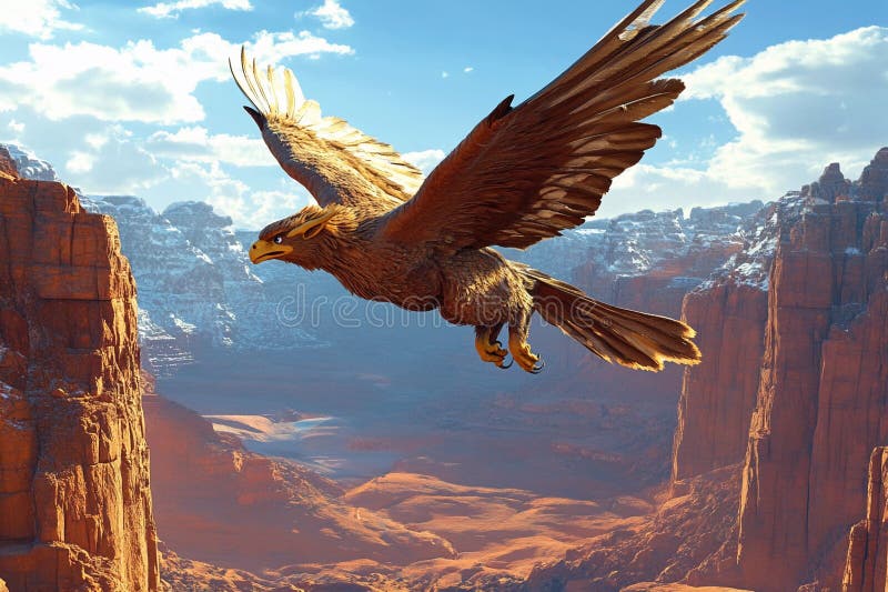 Majestic Eagle Soaring Over a Dramatic Landscape with Mountains and ...