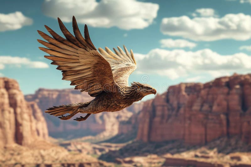 Majestic Eagle Soaring Over a Dramatic Landscape with Mountains and ...