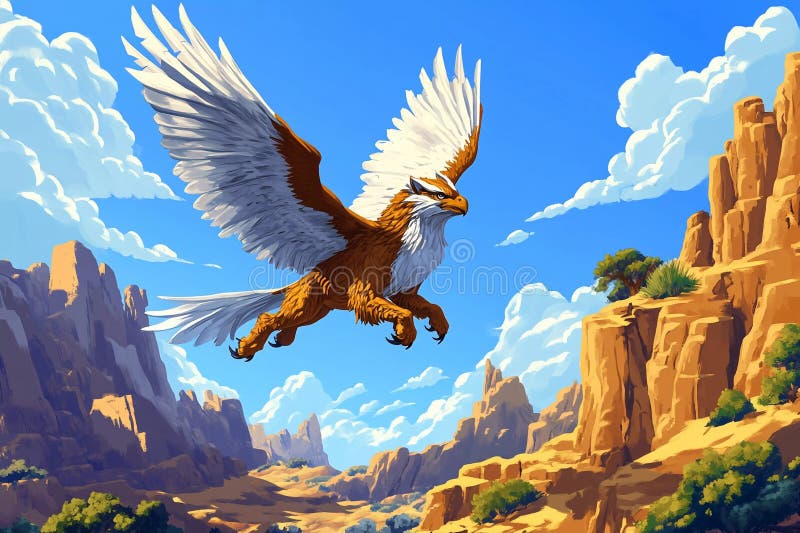 Majestic Eagle Soaring Over a Dramatic Landscape with Mountains and ...