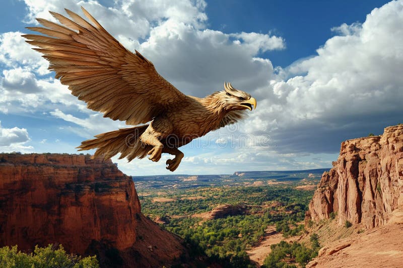 Majestic Eagle Soaring Over a Dramatic Landscape with Mountains and Clouds Stock Image - Image ...
