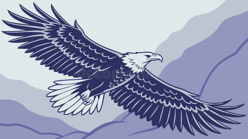 Majestic Eagle Soaring Over Lush Mountains, Vector Design Generative AI Stock Illustration ...