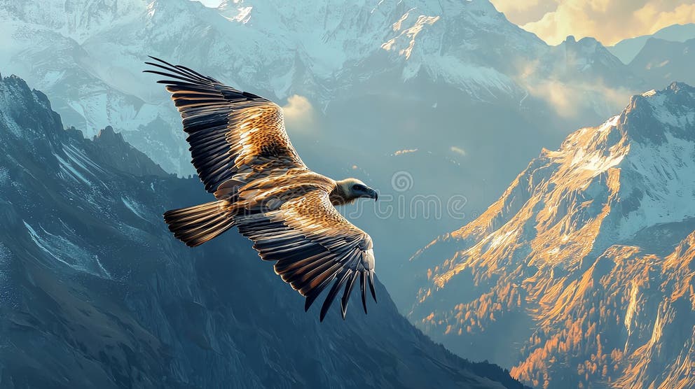 Majestic Eagle Soaring Over Mountain Landscape Stock Illustration ...