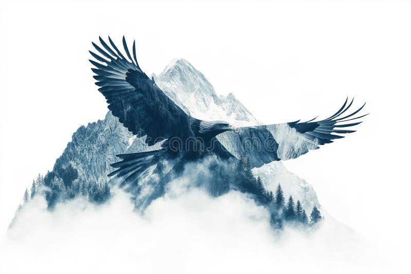 Powerful Eagle Soaring Abstract Clouds Stock Photos - Free & Royalty ...