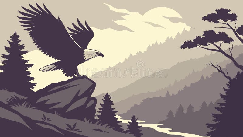 Majestic Eagle Soaring Over Mountains Landscape Vector, Vector Design Generative AI Stock Vector ...