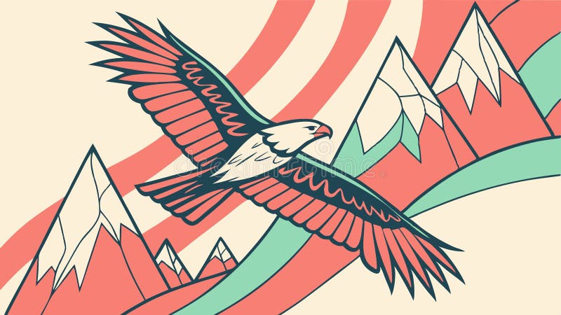 Majestic Eagle Soaring Over Rugged Mountains, Vector Design Generative AI Stock Vector ...