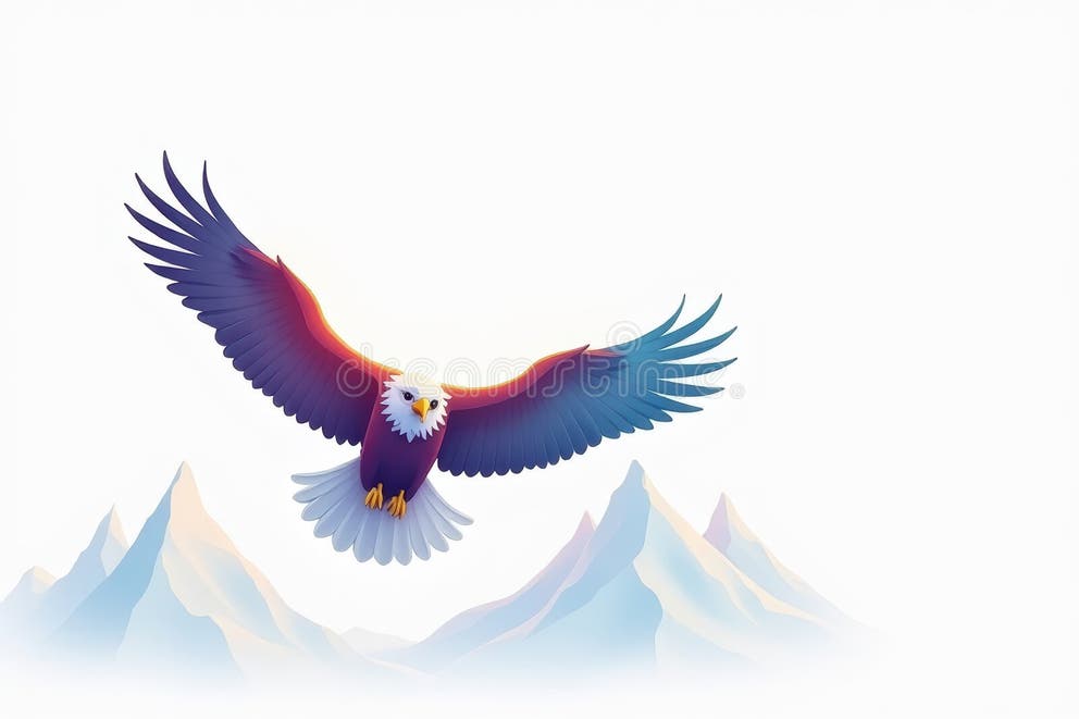 Majestic Eagle Soaring Over Snowy Mountains Stock Illustration - Illustration of soar, snowy ...