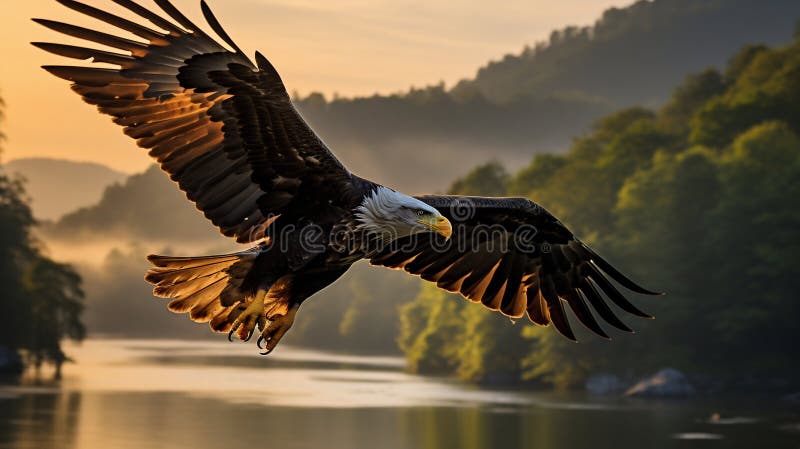 Majestic Bald Eagle Soaring in the Sky. Generative Ai Stock ...