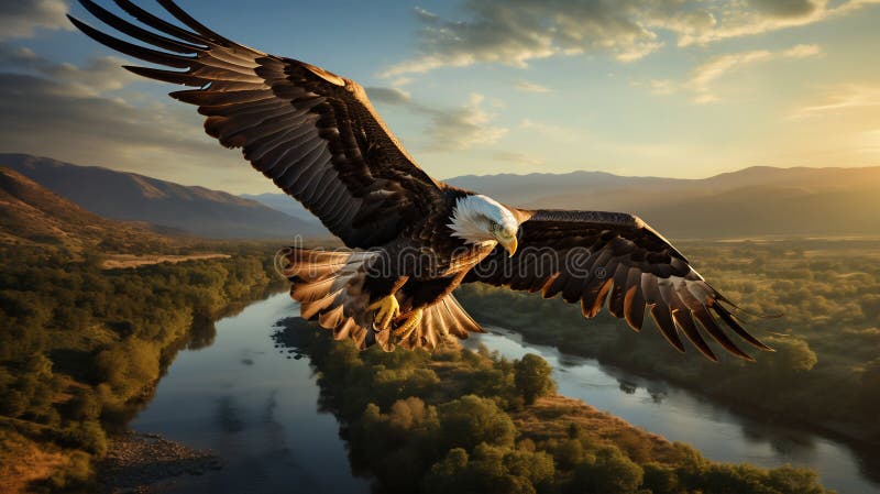 Majestic Bald Eagle Soaring in the Sky. Generative Ai Stock ...