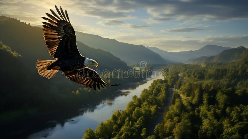 Majestic Bald Eagle Soaring in the Sky. Generative Ai Stock ...
