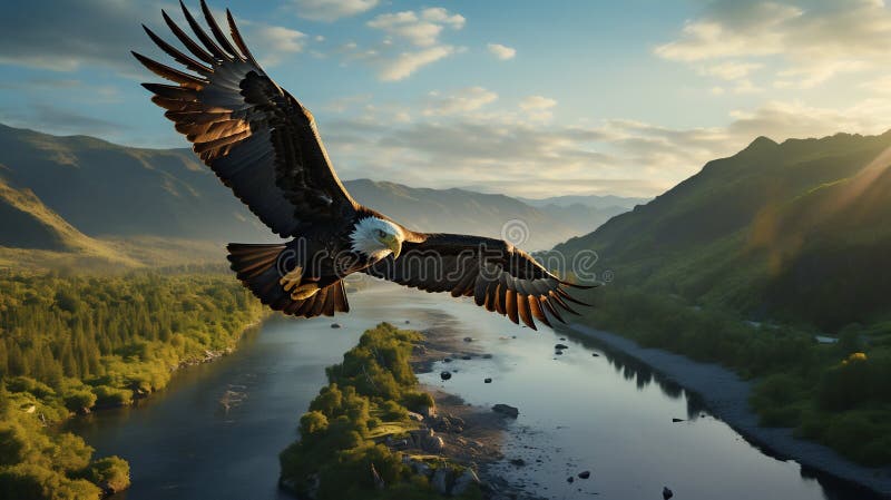 Majestic Bald Eagle Soaring in the Sky. Generative Ai Stock ...
