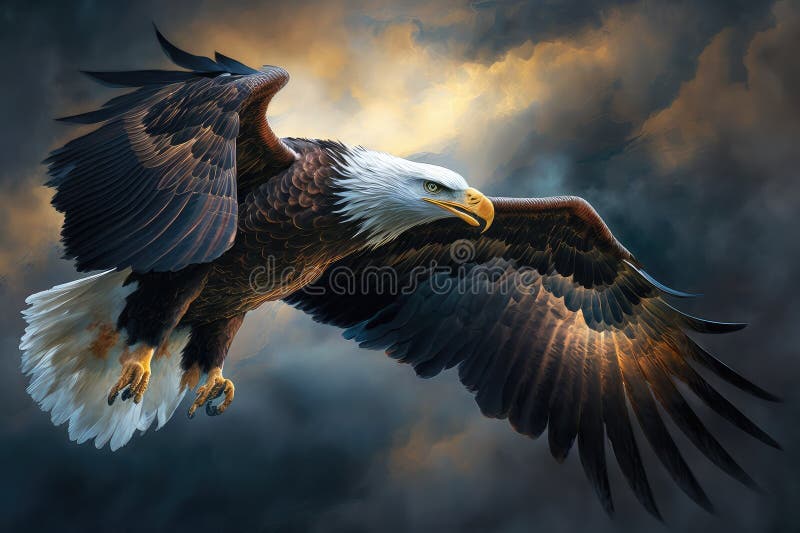 A Majestic Eagle Soaring through the Sky Stock Illustration - Illustration of majestic, wing ...