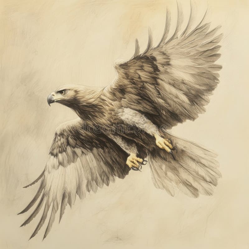 Majestic Eagle Soaring through a Softly Colored Sky Stock Illustration - Illustration of eagle ...