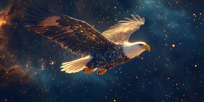 Majestic Eagle Soaring through Space Stunning Artwork Stock Illustration - Illustration of ...