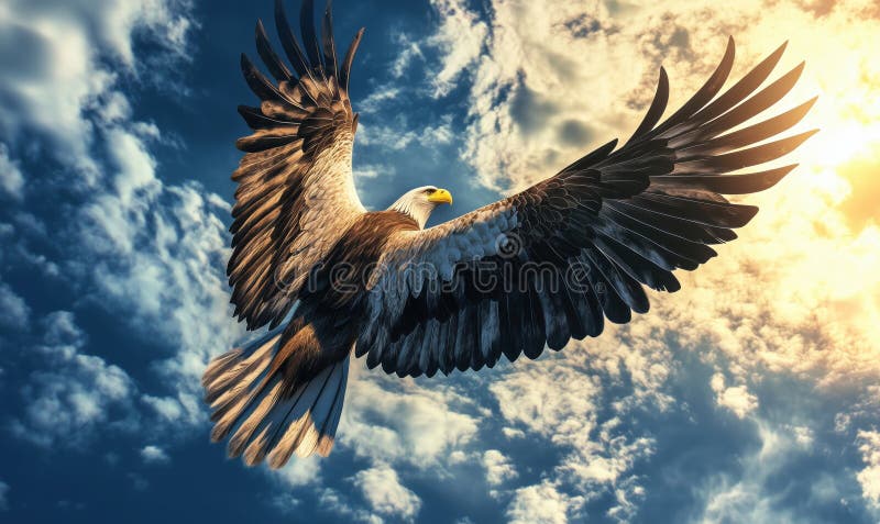 Majestic Eagle Soaring Vibrant Sky Dramatic Clouds Sunlight Stock Photos - Free & Royalty-Free ...