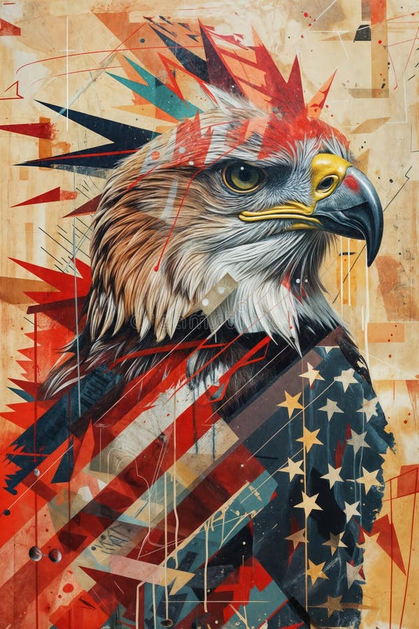 Majestic Eagle Surrounded by Bold Abstract Geometric Patterns Stock ...