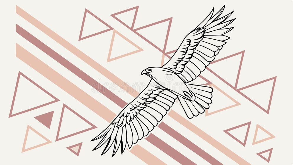 Majestic Eagle with Wings Spread Soaring Over Geometric Abstract Forms ...
