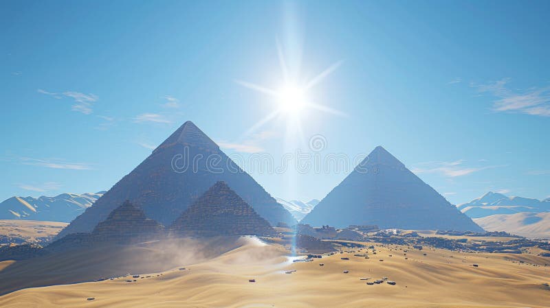 Majestic Egyptian Pyramids Under Bright Sunlight with Clear Blue Sky ...
