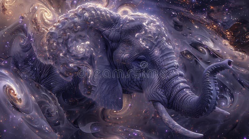 Majestic Elephant in Cosmic Mandala Design Stock Photo - Image of ...