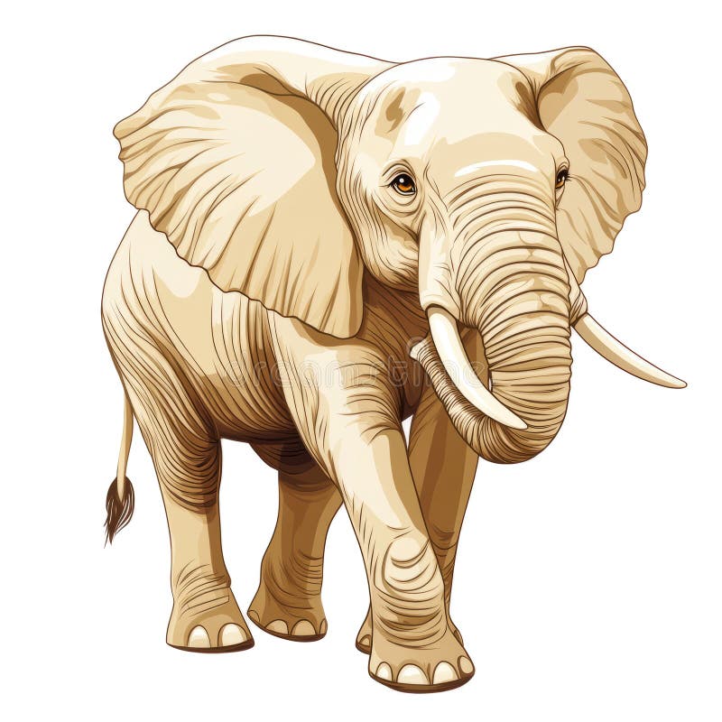 Majestic Elephant Illustration. Detailed Design on White. Ideal for ...