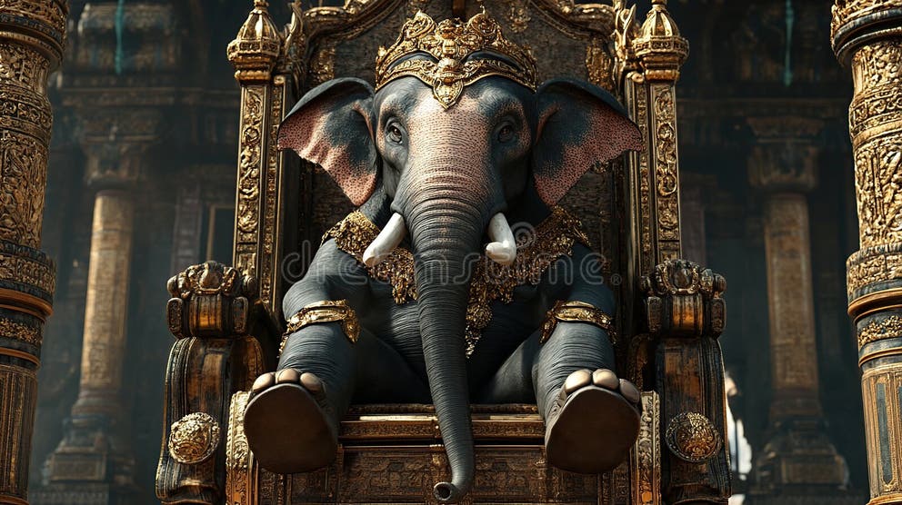 Majestic Elephant Statue on Ornate Throne Stock Image - Image of ...