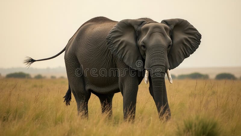 Majestic Elephant Symbolizing Resilience and Strength in Grasslands ...