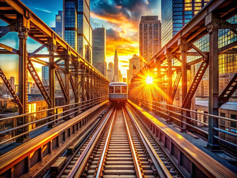 Majestic Elevated Train Tracks a Dramatic Architectural Perspective ...