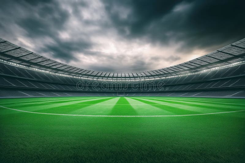 Majestic Empty Football Stadium Under Dramatic Sky Stock Photo - Image ...