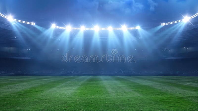 Majestic Evening Stadium Illuminated for Sports Event Stock ...