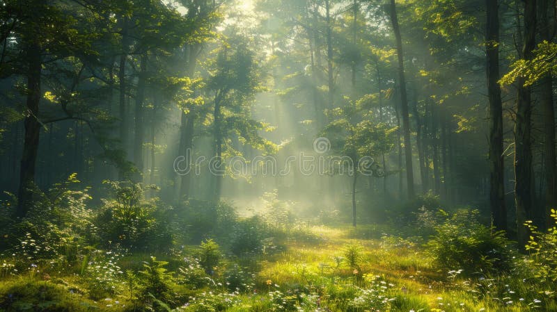 Majestic Fairy Tale Castle in Misty Forest Under Morning Light Stock ...